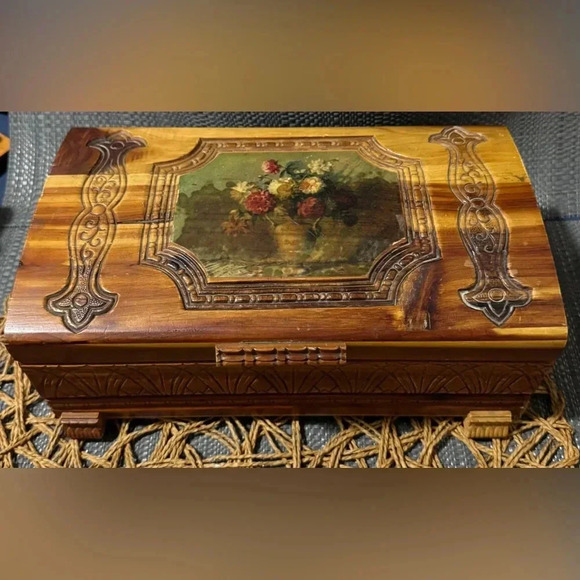 unbranded | Other | Cedar Chest Jewelry Chest 93 Egyptian Papyrus Motif ...